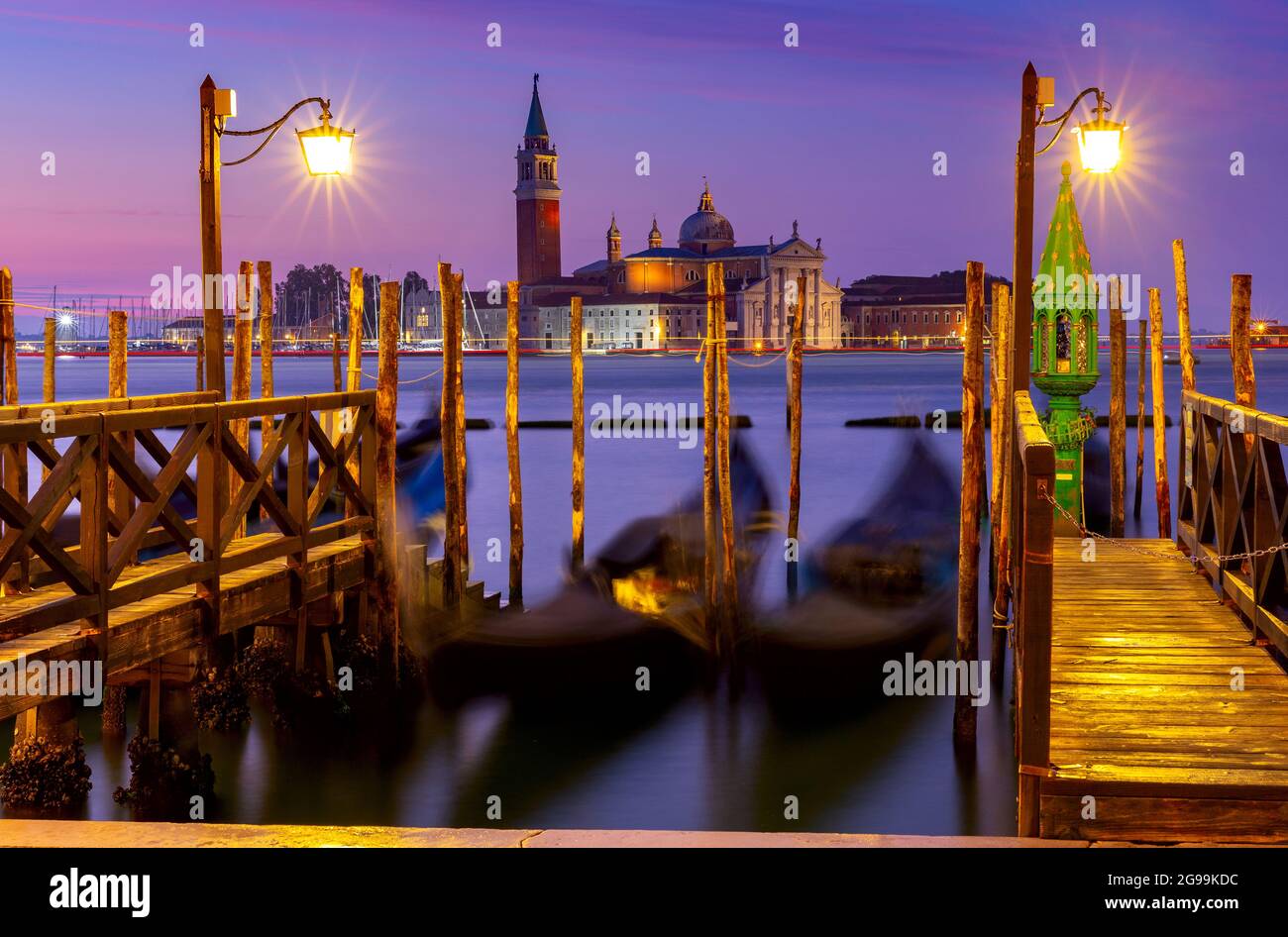 View of the Venetian lagoon and the island of St. George at sunrise ...