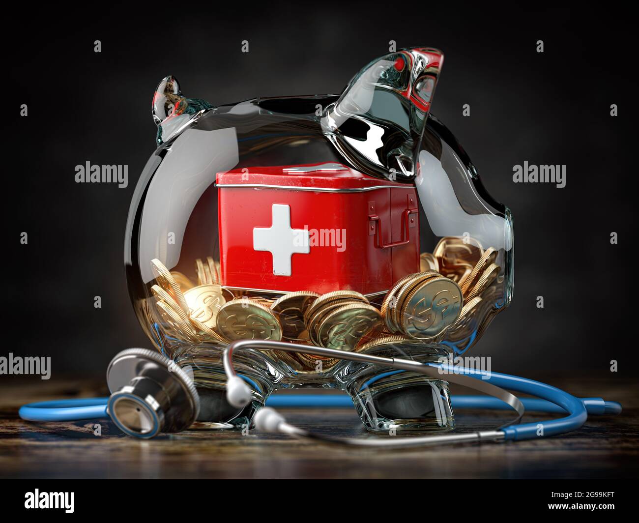 Saving for healthcare and medicine, health insurance concept. Piggy ...