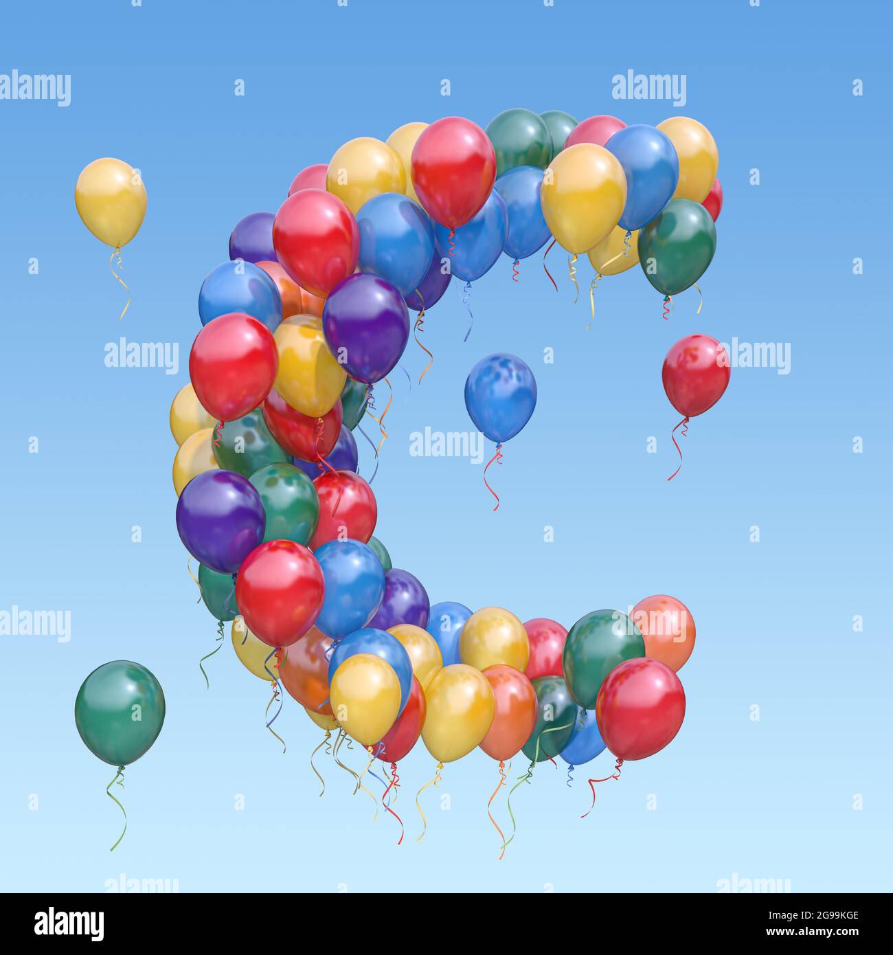 Letter C from balloons in the sky. Text letter for holiday, birthday ...