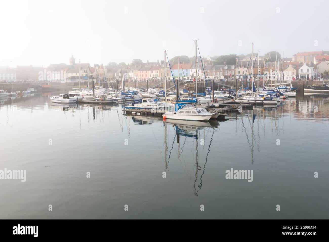 Anstruther Harbour in haar (sea fog), Anstruther, Fife, Scotland, UK ...