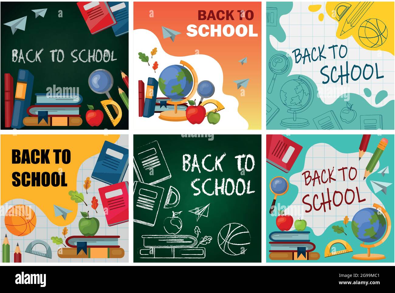 Back to School, New School Year Start - Big Set Stock Vector Image ...