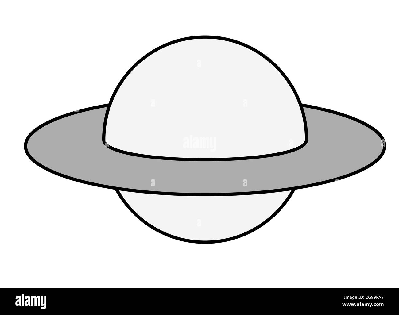 A graphic illustration of a Ringed Planet in White for use as an icon ...