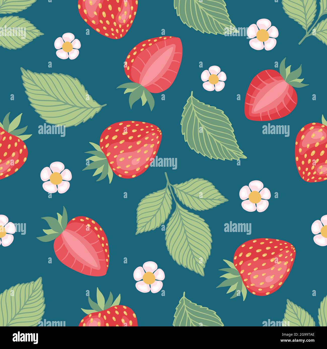Cartoon bright strawberries seamless pattern. Vector background of ...