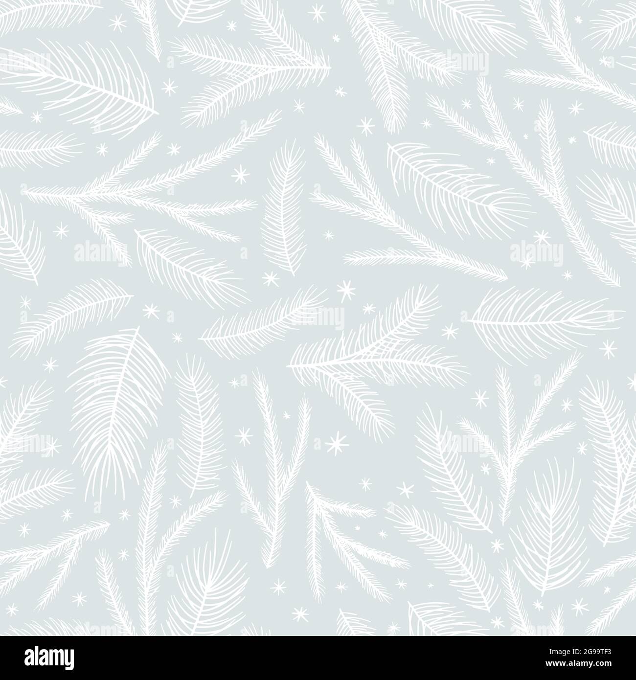 Christmas seamless pattern. Pine twigs, red berries, snowflakes. Season ...