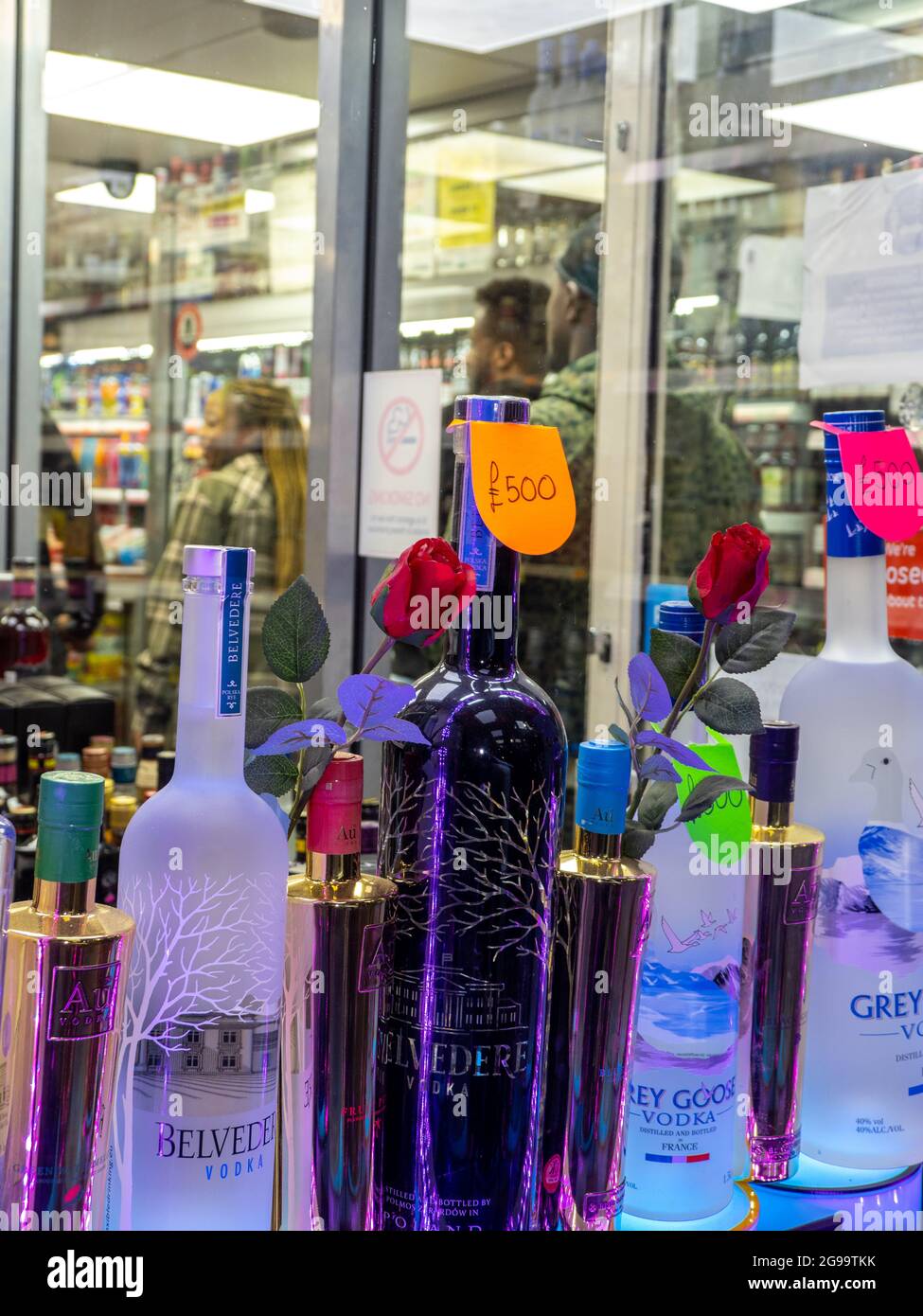 An off licence at night in the centre of Sheffield Stock Photo - Alamy