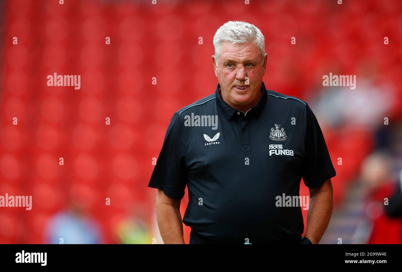 Doncaster, England, 23rd July 2021. Steve Bruce manager of Newcastle ...