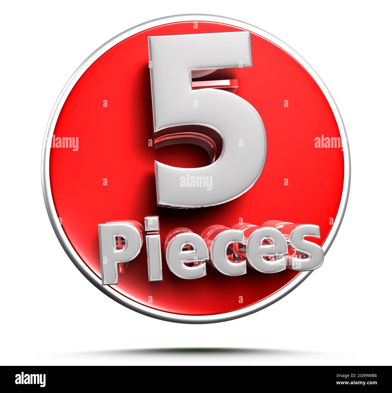 Price tag says 5 pieces 3D illustration on white background with ...