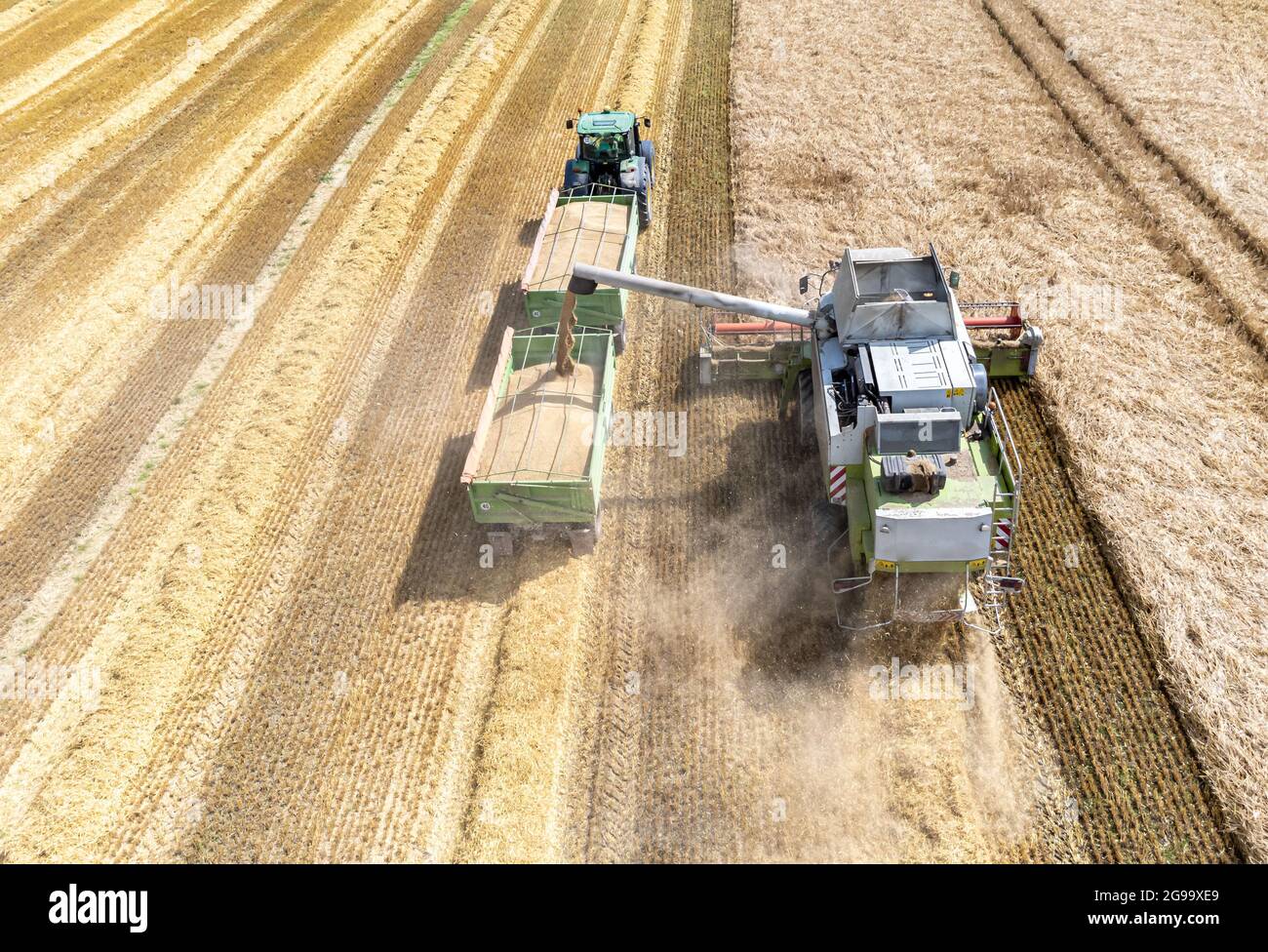 Aerial view of a grain field during harvest Stock Photo - Alamy