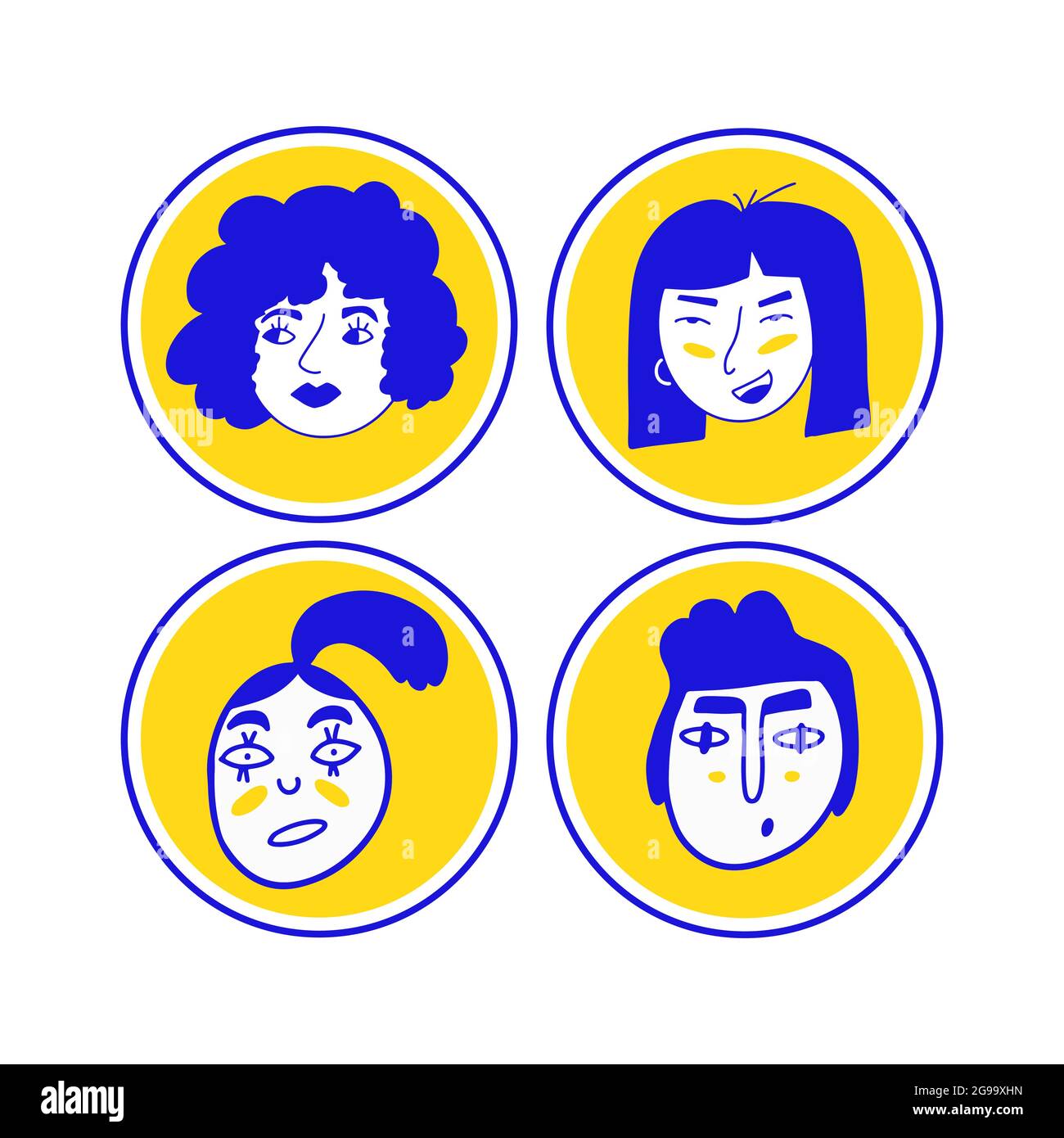 Doodle avatars. Vector user avatars in trendy hand drawn style Stock ...