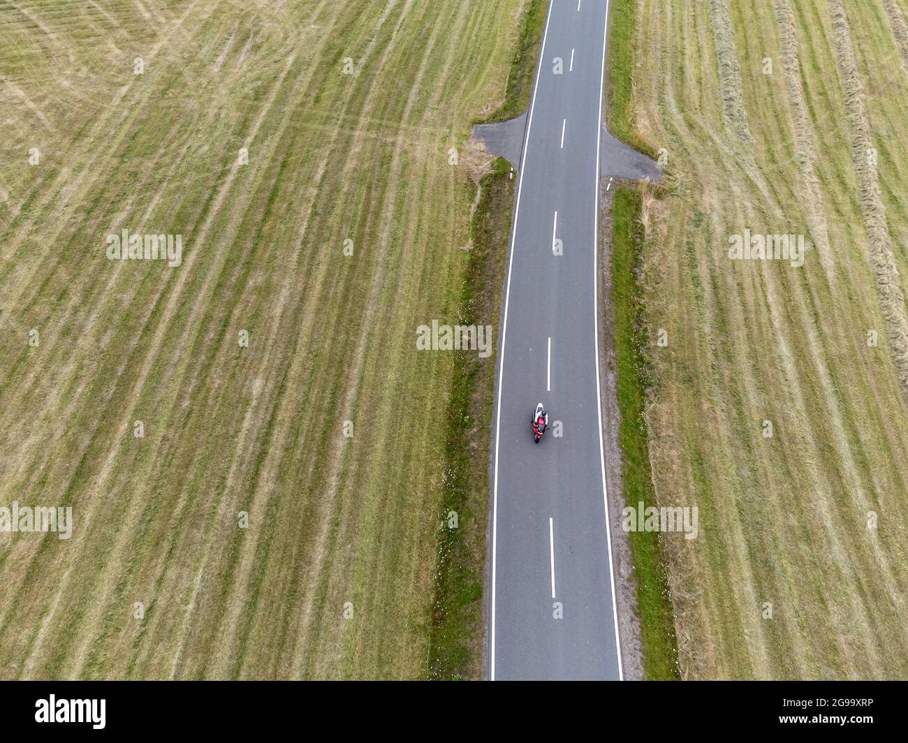 Aerial view of a motorcycle on a country road Stock Photo - Alamy