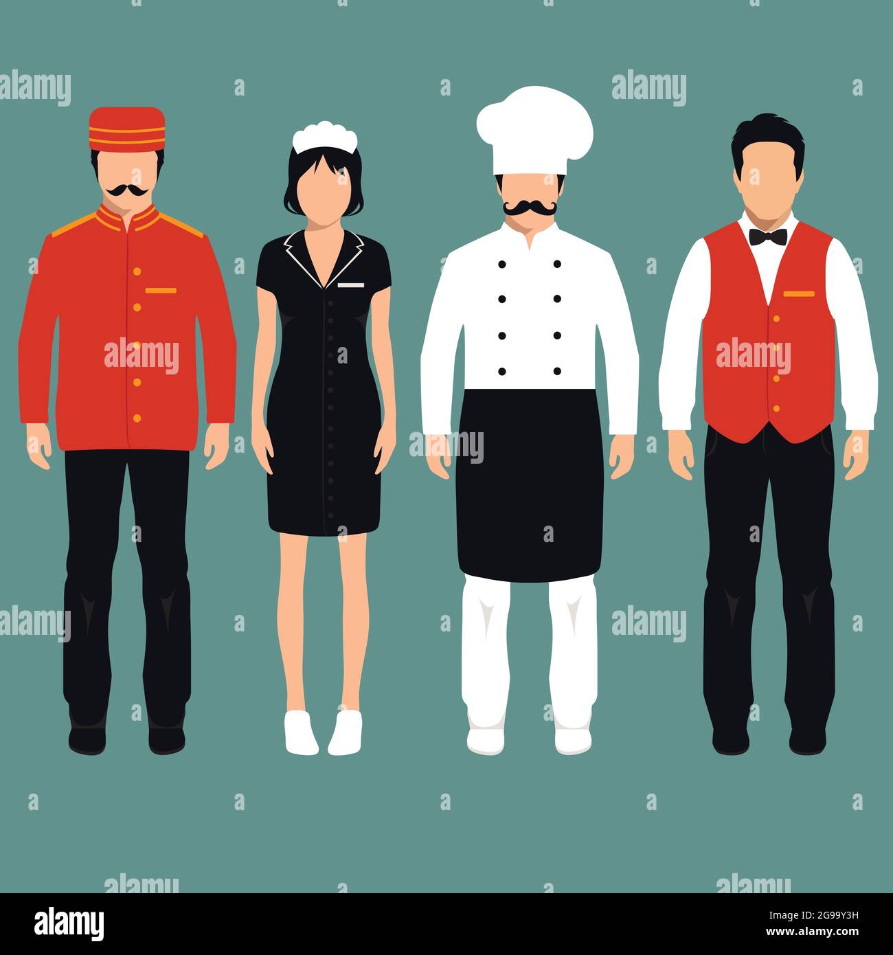 vector icon hotel service profession, cartoon worker uniform, room ...