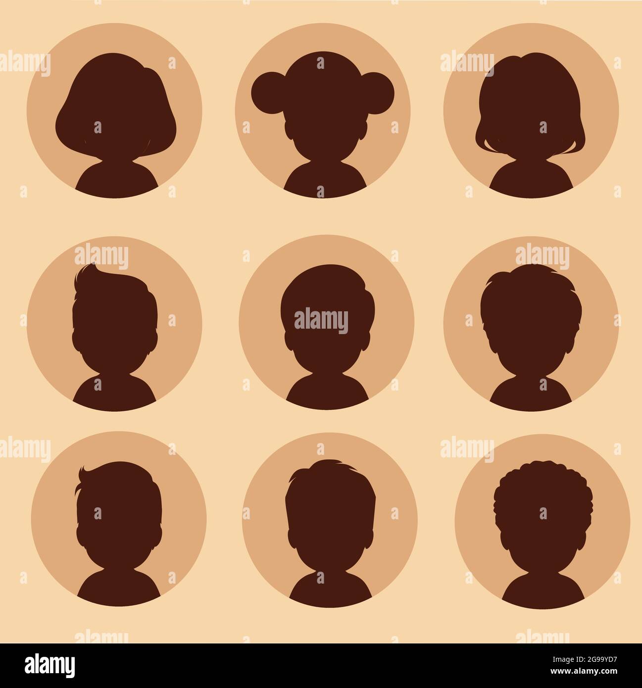 set of cartoon avatars, vector kids characters, boys and girls faces ...