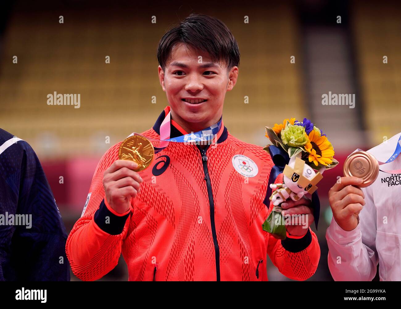 Japan’s Hifumi Abe collects his Gold medal for the Men’s -66kg Judo at ...