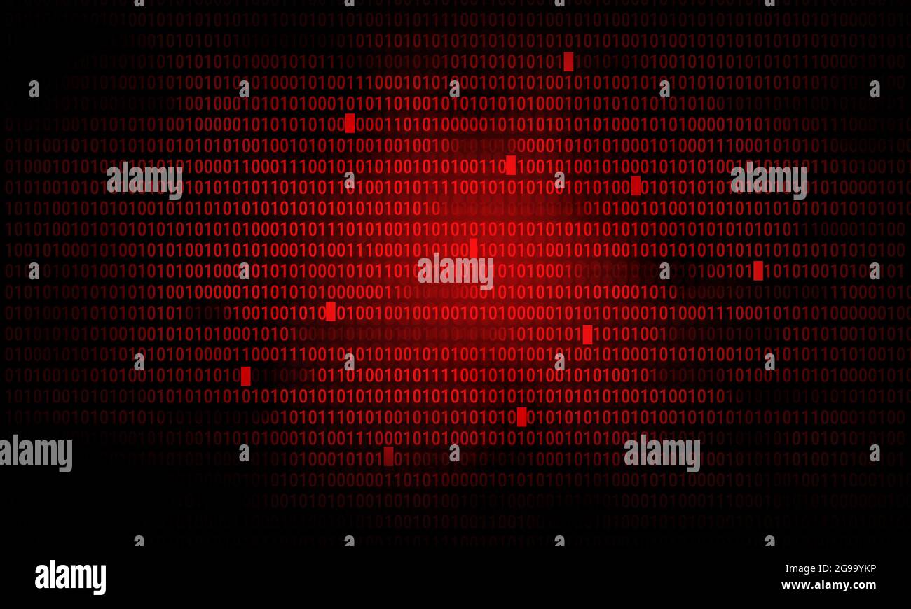 The texture of red binary codes in the dark background Stock Photo - Alamy