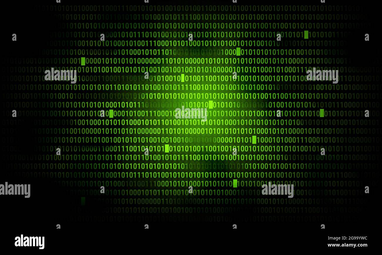 The texture of green binary codes in the dark background Stock Photo - Alamy