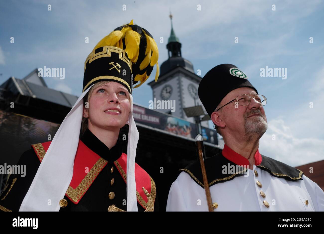 Freiberg, Germany. 25th July, 2021. Ensemble members of the Freiberg ...