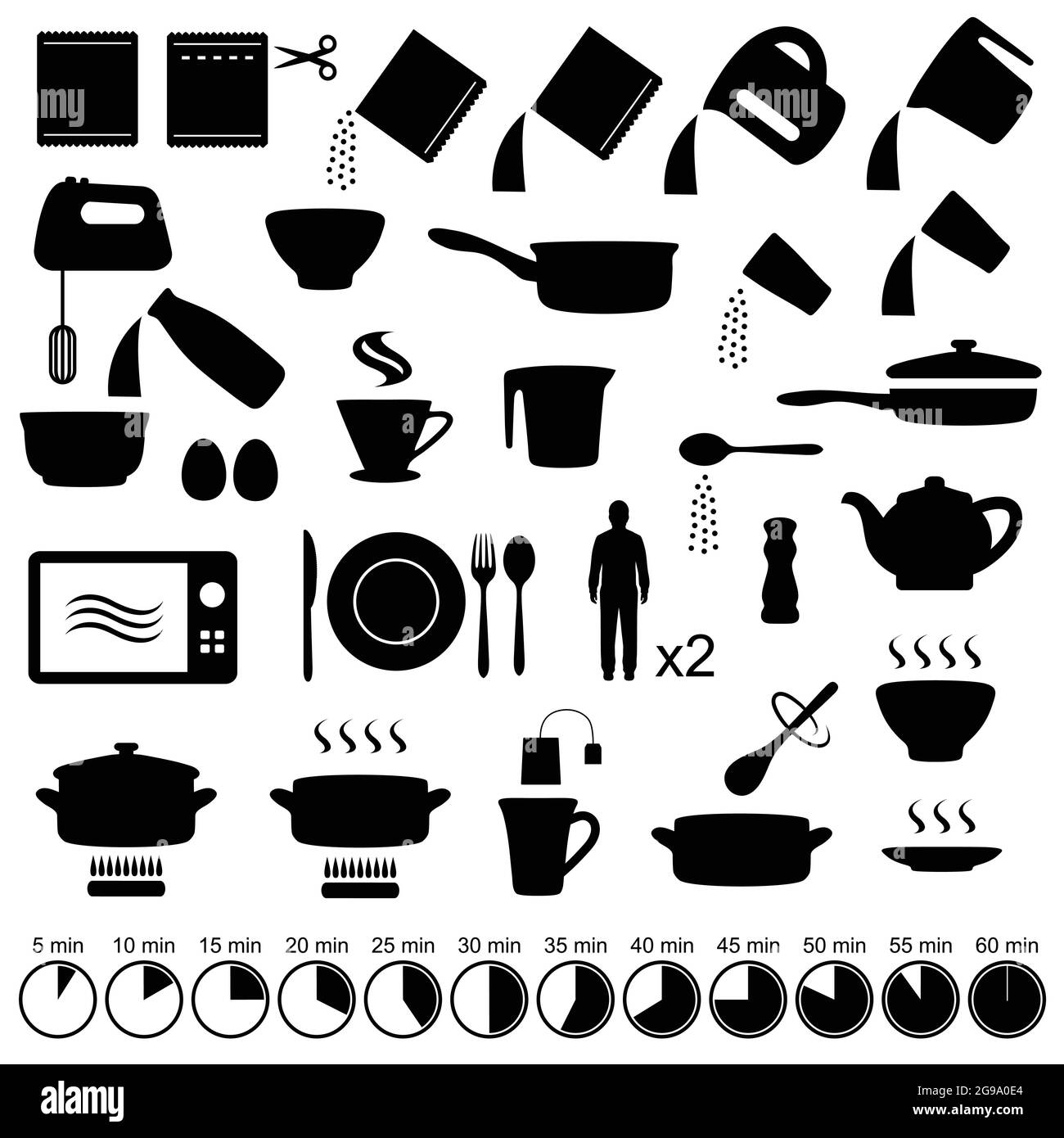 vector set icons cooking manual instructions Stock Vector Image & Art ...