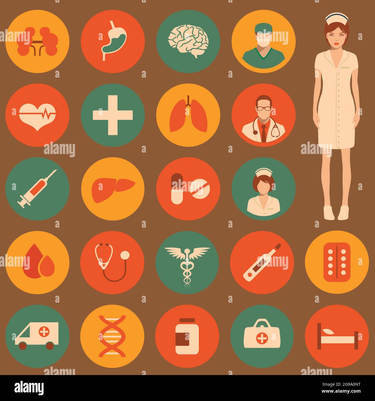 vector medical icon illustration, medicine set, hospital care symbol ...