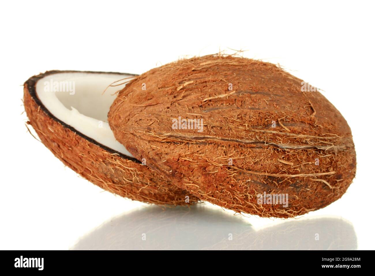 halves of coconut isolated on white background close-up Stock Photo - Alamy