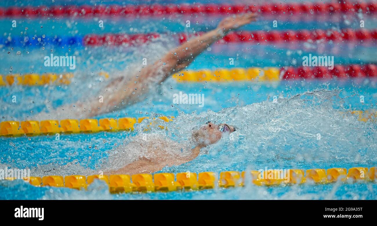 Tokio, Japan. 25th July, 2021. Swimming: Olympics, 100m backstroke, men ...