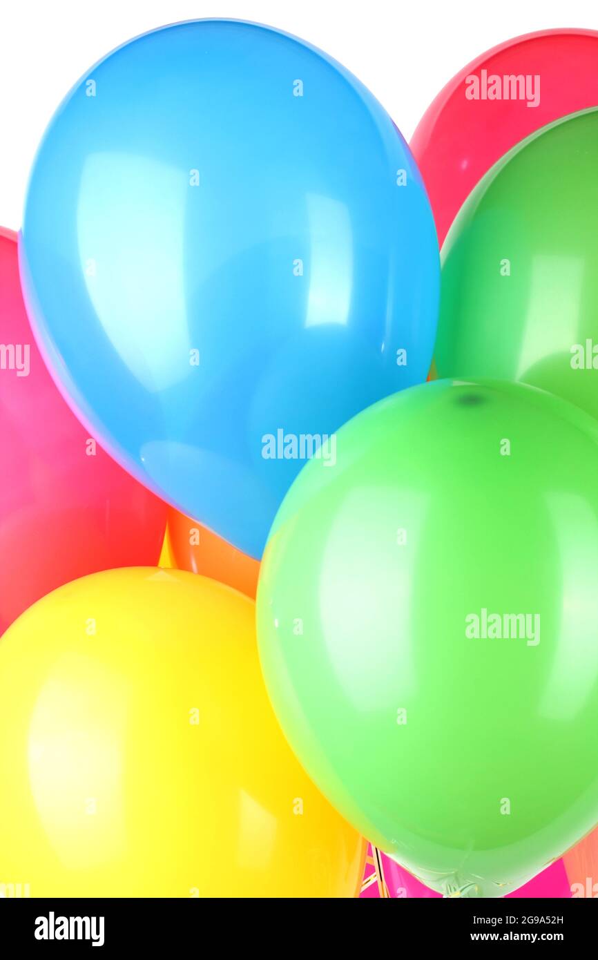 Colorful balloons close-up isolated on white Stock Photo - Alamy