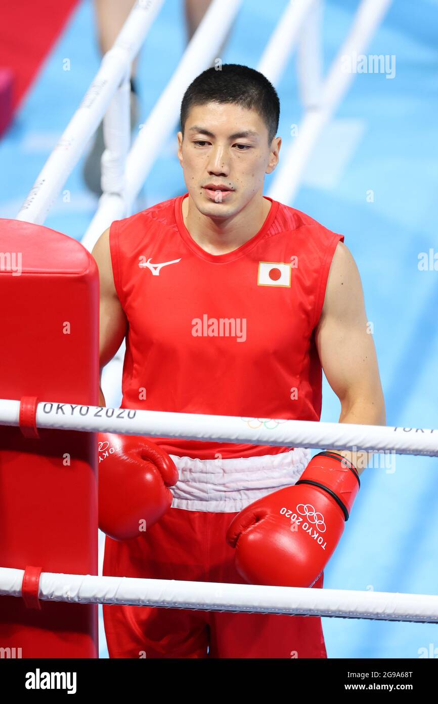Tokyo, Japan. 25th July, 2021. Daisuke Narimatsu (JPN) Boxing : Men's Light (63kg) Round of 32 ...