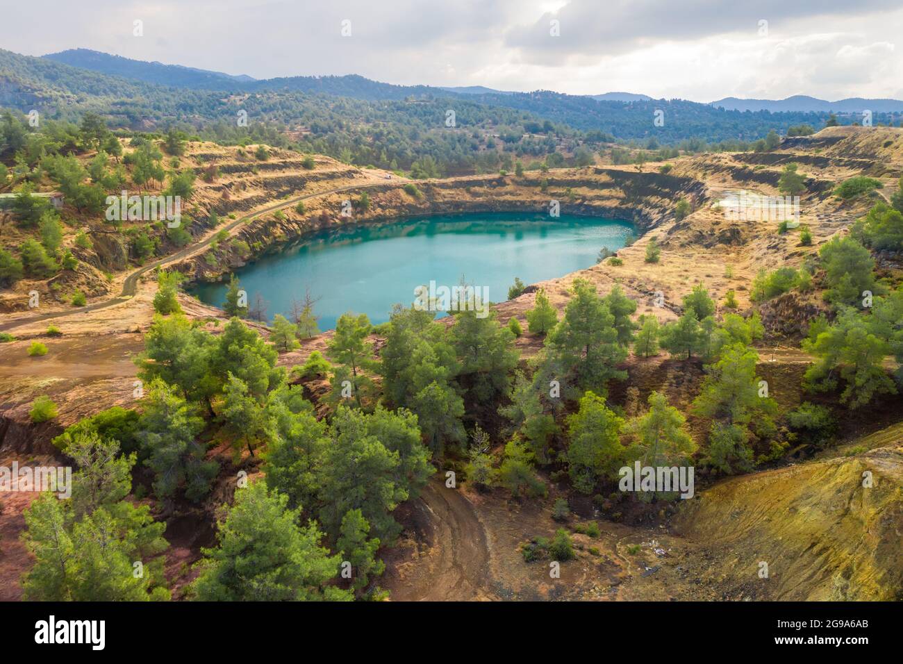 Restoration of former open pit copper mining area near Kapedes, Cyprus ...