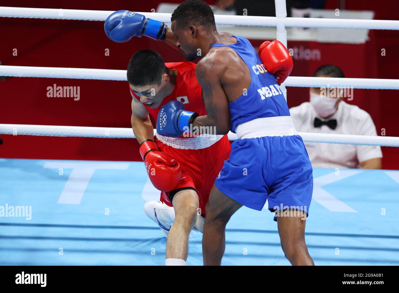 Tokyo, Japan. 25th July, 2021. (L to R) Daisuke Narimatsu (JPN), Fiston ...
