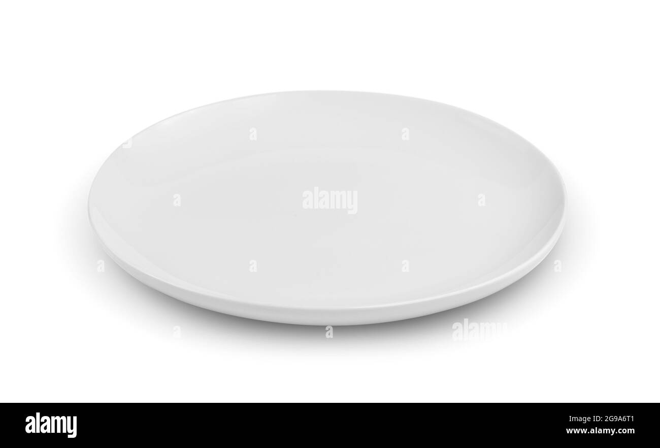 Empty plate isolated on a white background Stock Photo - Alamy