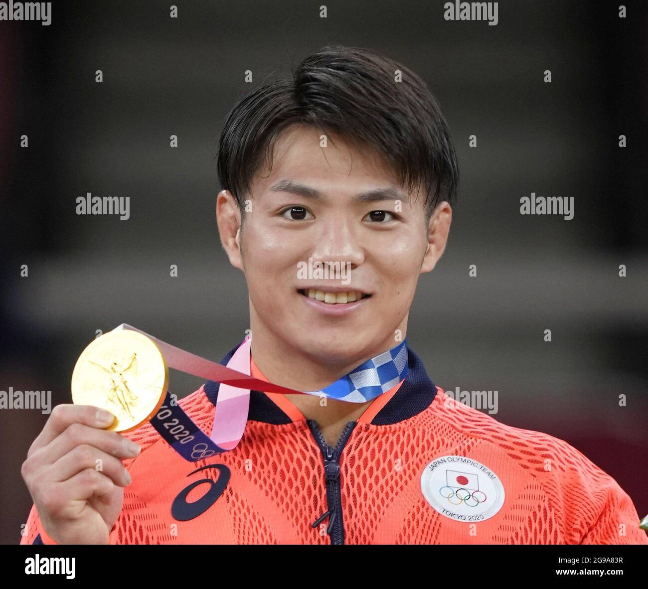 Tokyo, Japan. 25th July, 2021.Hifumi Abe of Japan poses with his judo ...