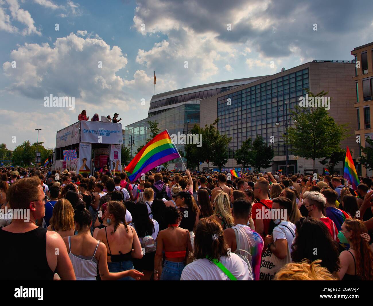 Berlin, Germany - July 24, 2021 - Inside the crowd of the Christopher ...