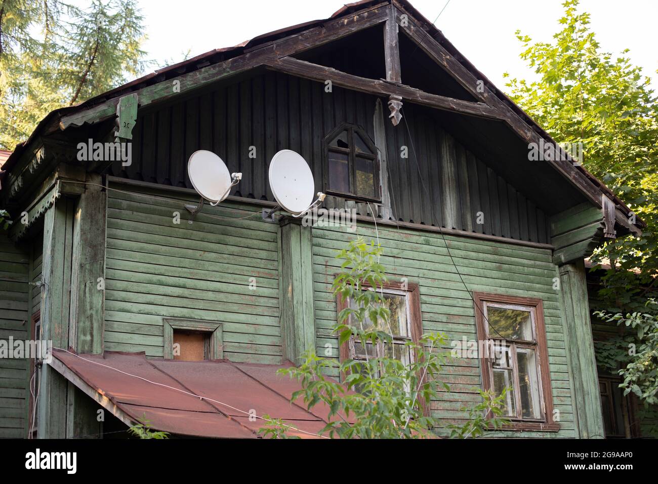 Old country house. The architecture of a bygone era. Cottage house far ...