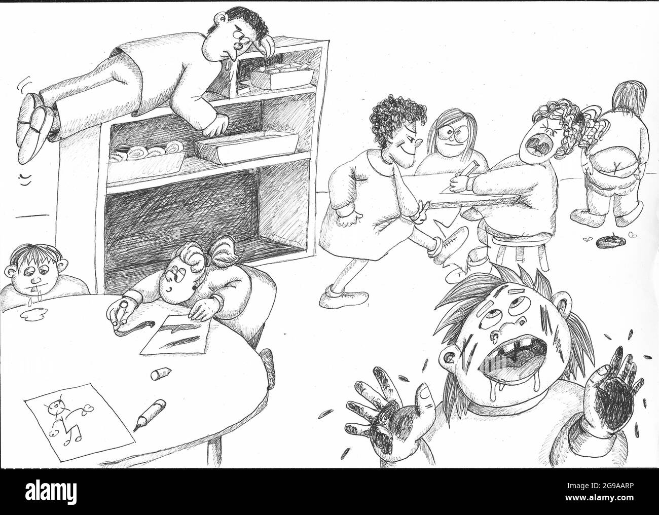 Children in a Pre-school classroom. Illustration Stock Photo - Alamy