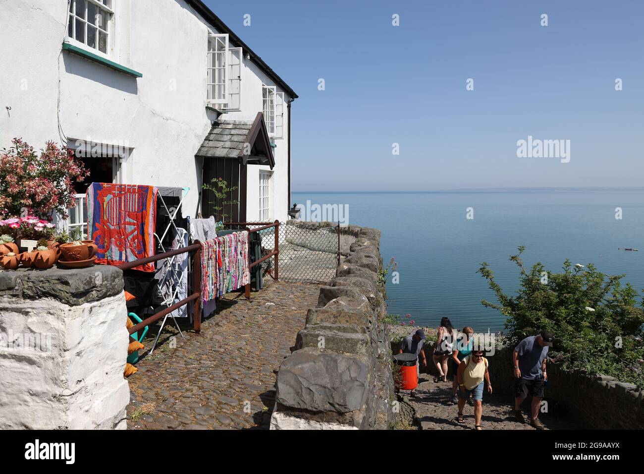 CLOVELLY, DEVON, UK. 22 JULY 2021. A view of Clovelly steps which lead ...