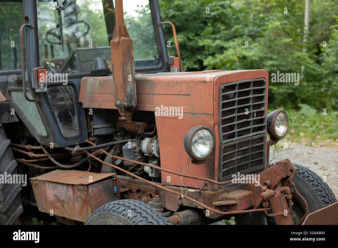 Old tractor. Agricultural machinery. Industrial heavy equipment Stock ...