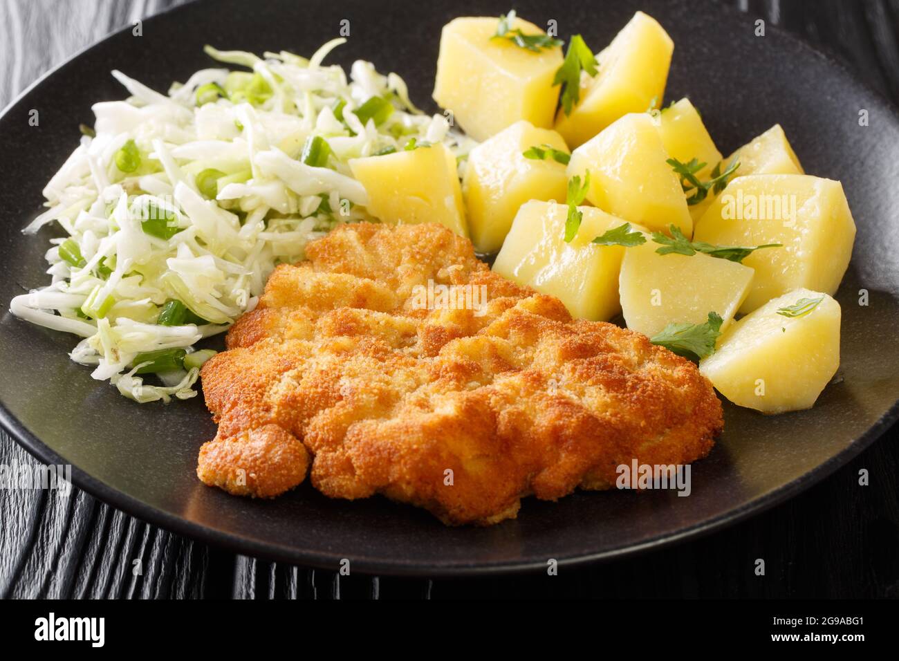 Polish Breaded Pork Cutlets Kotlet Schabowy with boiled potatoes and ...