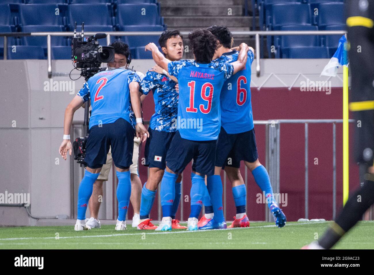 Japan team (JPN), celebrating the 1-0 score Footaball, Japan vs Mexico ...