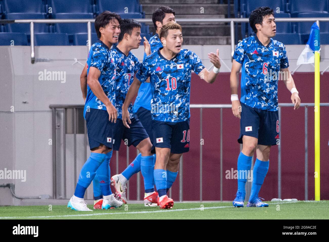 Japan team (JPN), celebrating the 1-0 score Footaball, Japan vs Mexico ...
