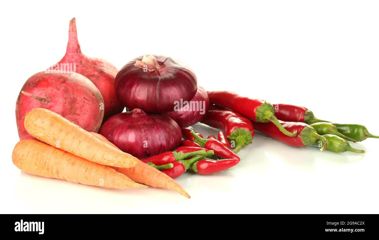 fresh red vegetables isolated on white Stock Photo - Alamy
