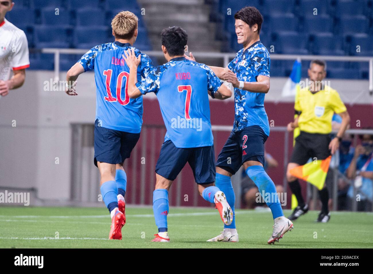 Japan team (JPN), celebrating the 2-0 score Footaball, Japan vs Mexico ...