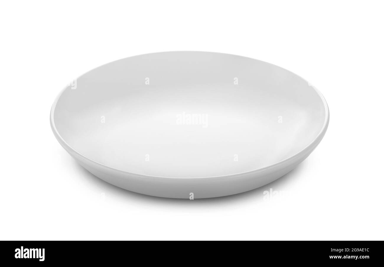Beautiful shape ceramic plate on white background Stock Photo - Alamy