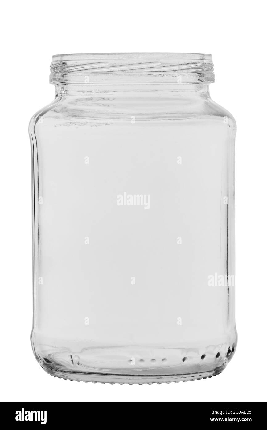 Empty transparent can jar for canning and preserving isolated on white ...