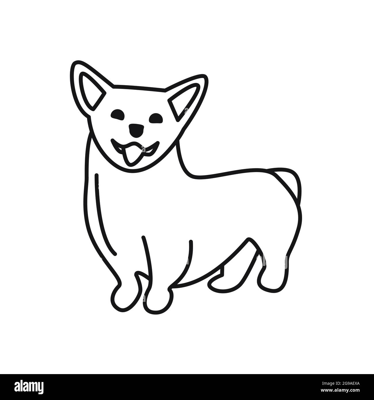 Sweet corgi isolated vector illustration. Dog doodle outline icon Stock ...