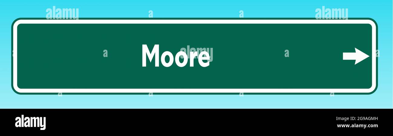 A graphic illlustration of an American road sign pointing to Moore ...