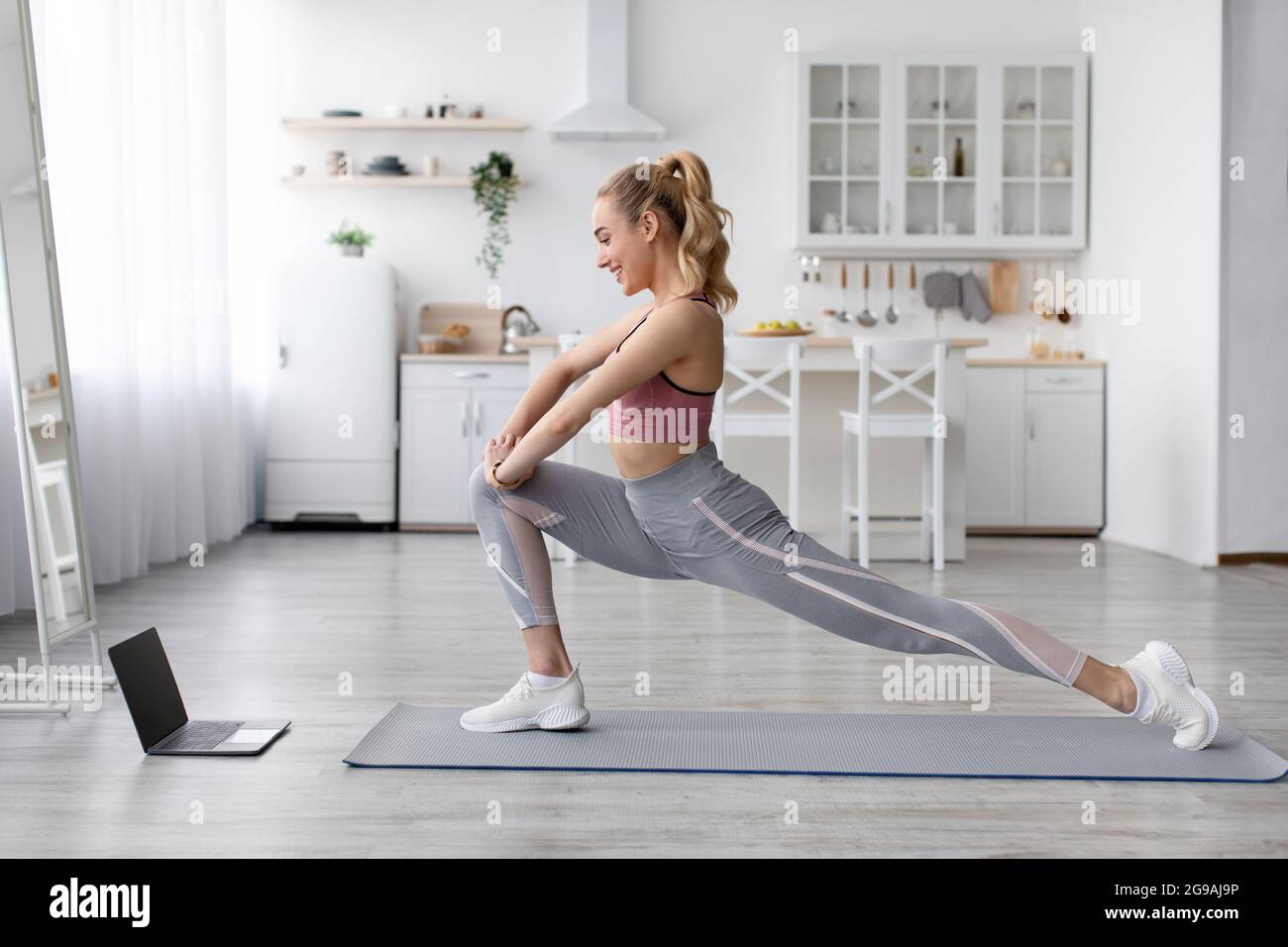 Online class training, modern exercises at home, covid-19 lockdown ...