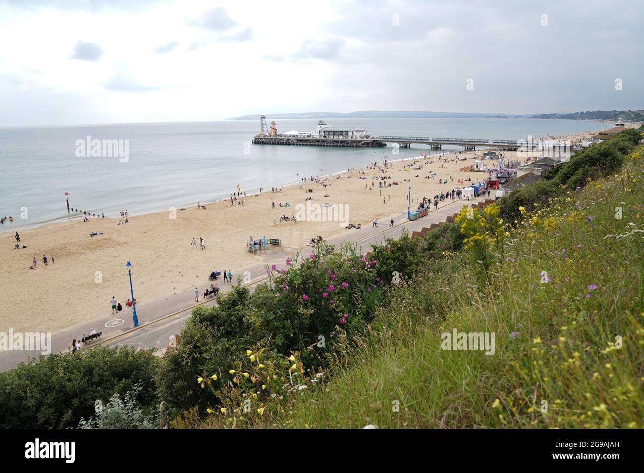 People gathered on Bournemouth Beach in Dorset. Picture date: Sunday ...