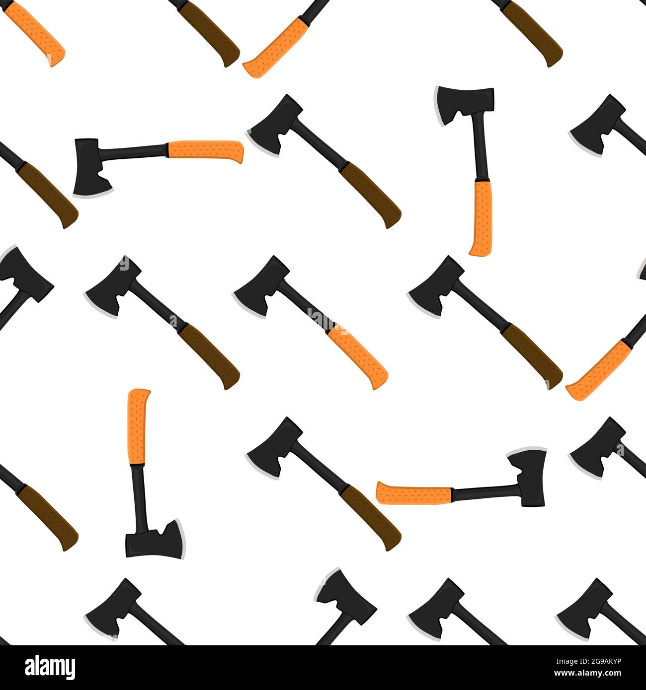 Illustration on theme pattern steel axes with wooden handle, metal ax ...