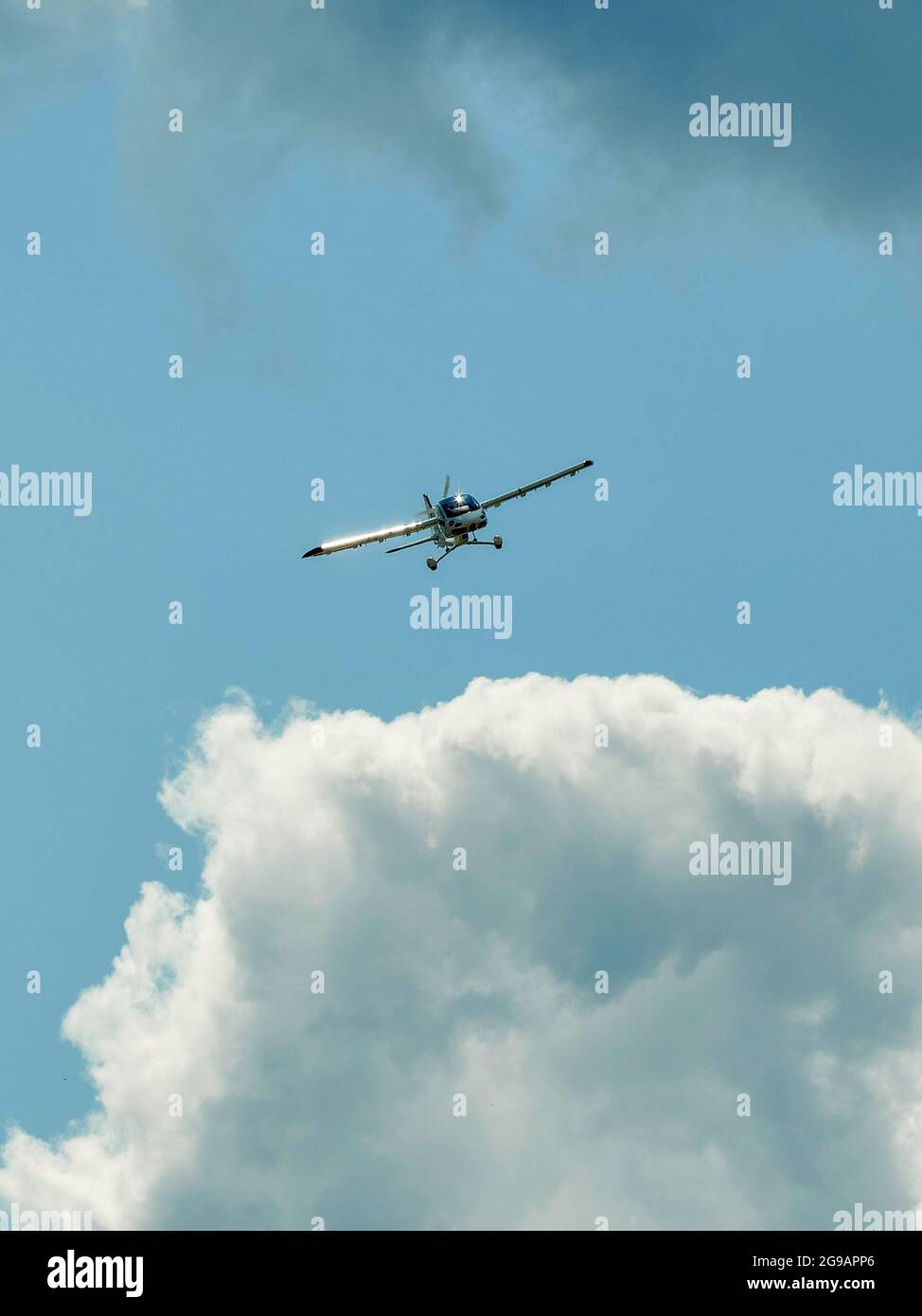 July 24, 2021, Zhukovsky, Russia: Light composite aircraft in the sky ...