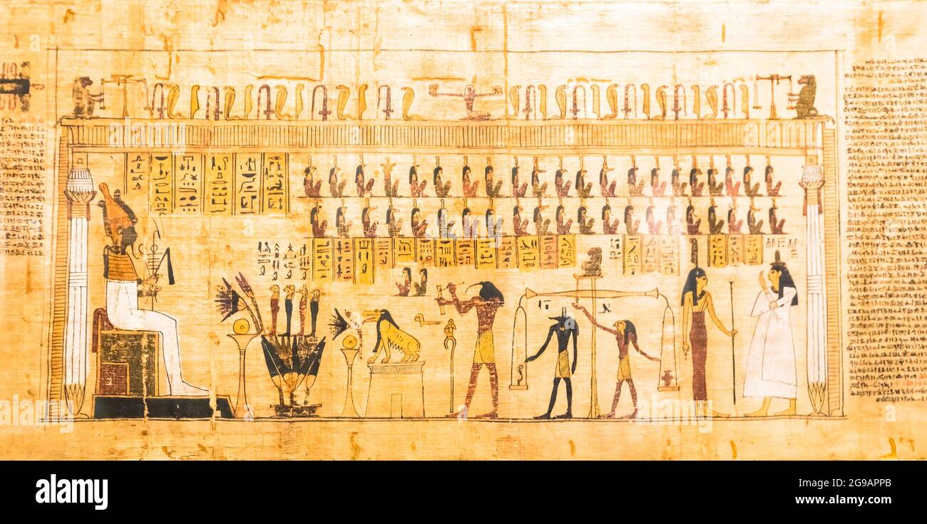 TURIN, ITALY - CIRCA MAY 2021: ancient Egyptian papyrus with ...