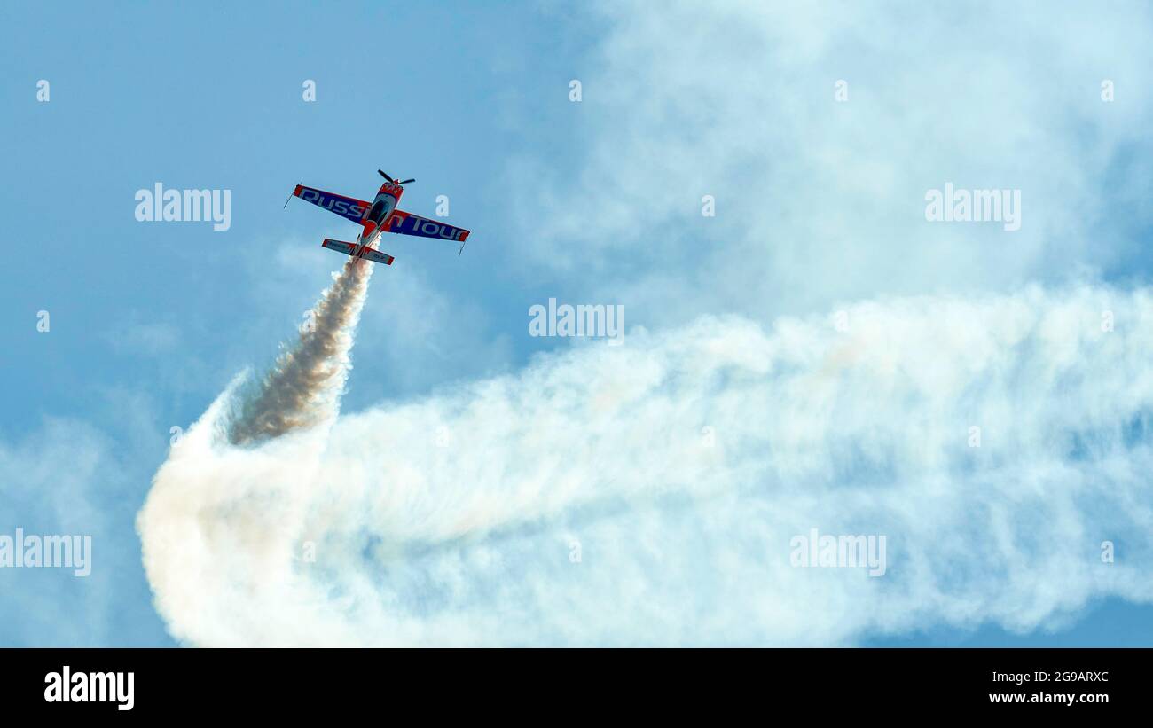 July 24, 2021, Zhukovsky, Russia: Ace Svetlana Kapanina pilots the Yak ...